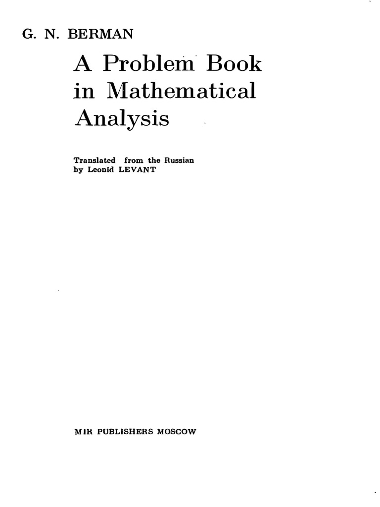 Berman's Problem Book in Analysis | PDF | Function (Mathematics ...