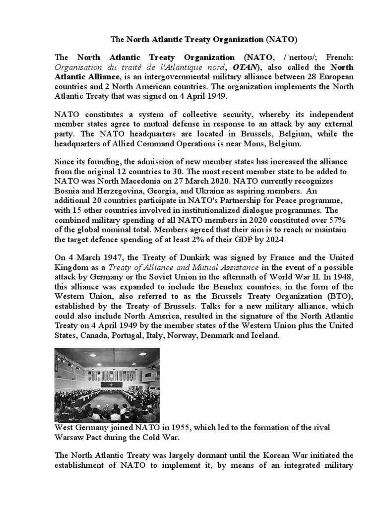 The North Atlantic Treaty Organization-1 | PDF | Nato | Foreign Policy