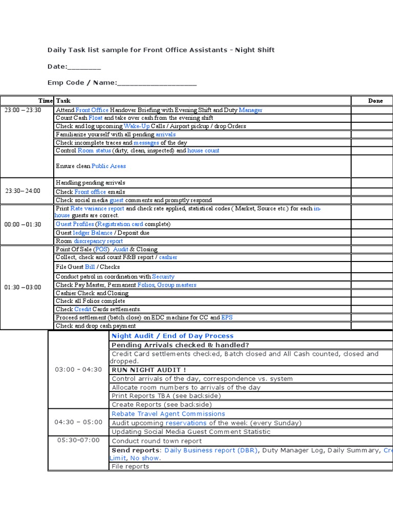 Fo Task List For Night Shift | PDF | Point Of Sale | Credit Card