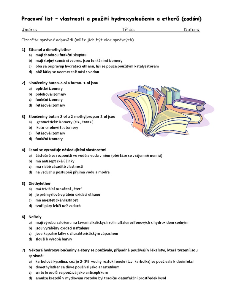 Pracovn List Hydroxy. Ethery | PDF