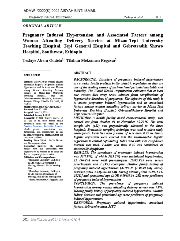 Original Article: Tesfaye Abera Gudeta Tilahun Mekonnen Regassa | PDF ...