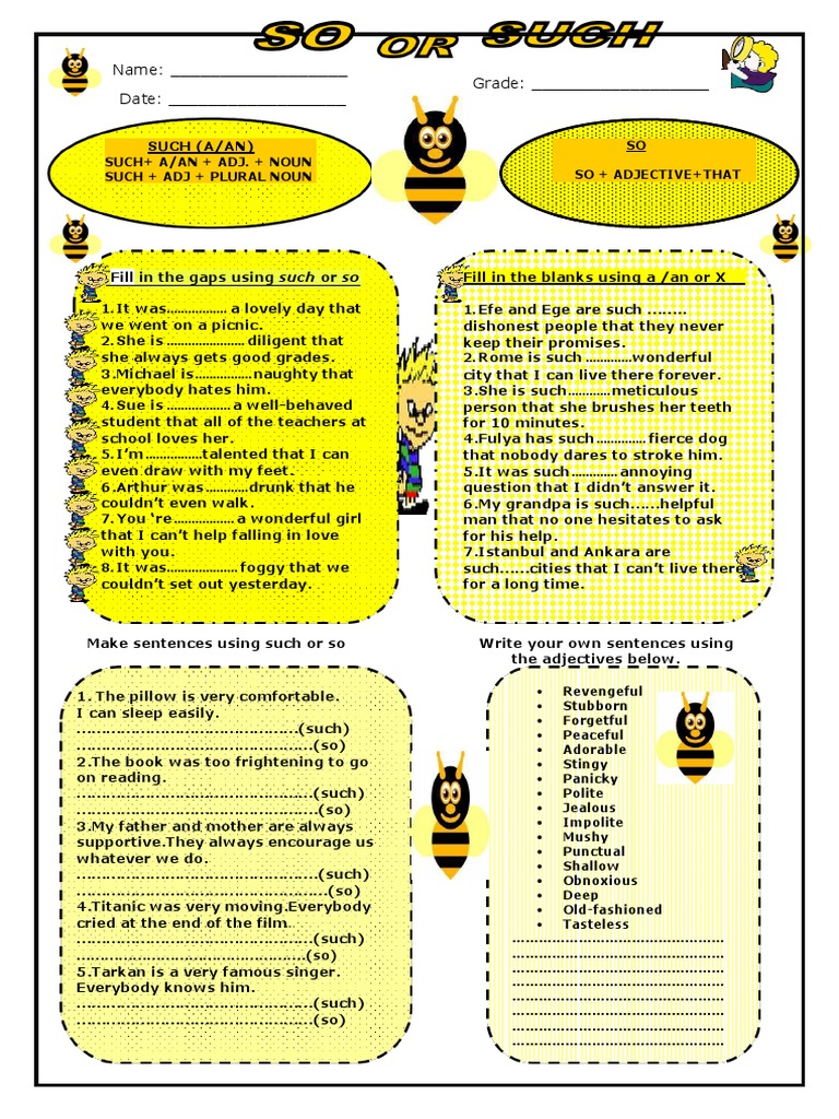 Name: - Date: - Grade | PDF | Linguistics | Grammar