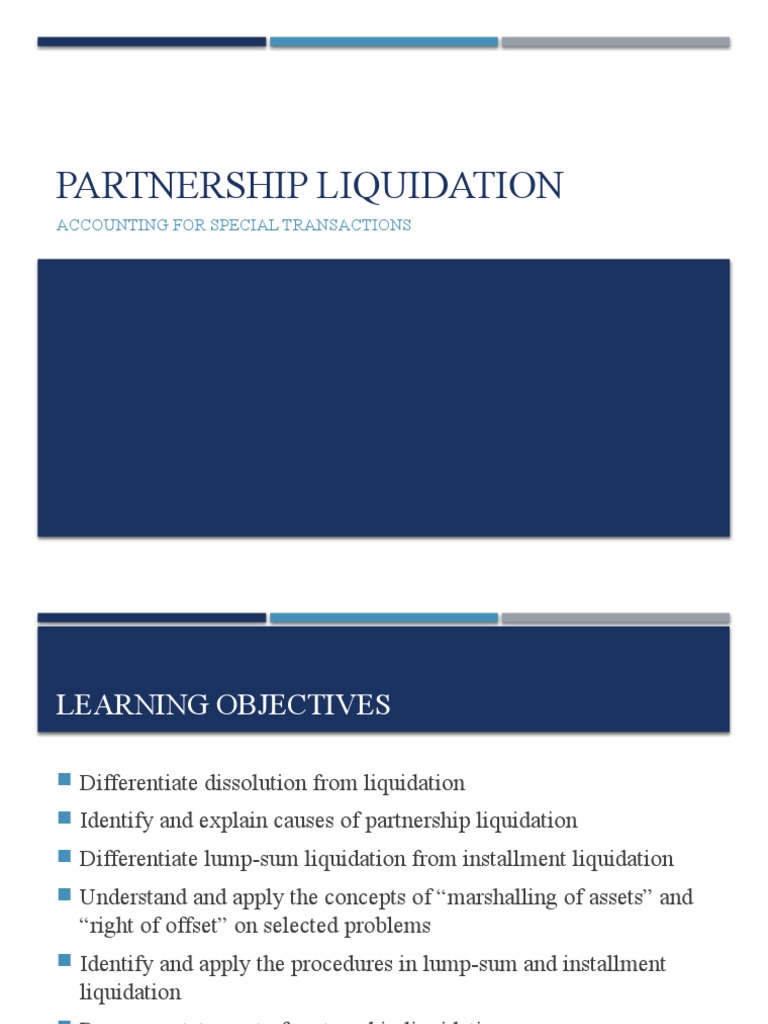 Partnership Liquidation: Accounting For Special Transactions | Download ...