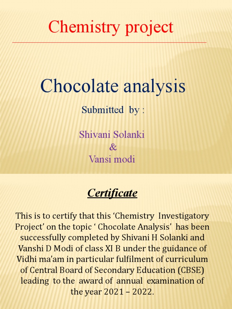 Chemistry Project: Chocolate Analysis | PDF | Chocolate | Cocoa Bean