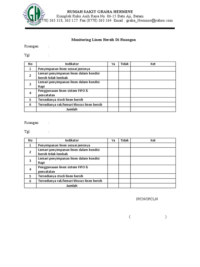 Monitoring Linen Bersih Di Ruangan | PDF