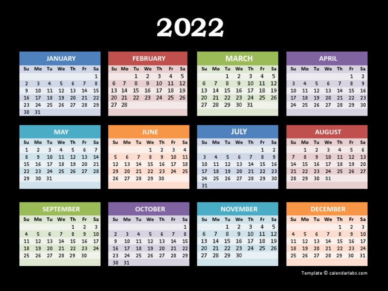 2022 Yearly Calendar For Powerpoint | PDF