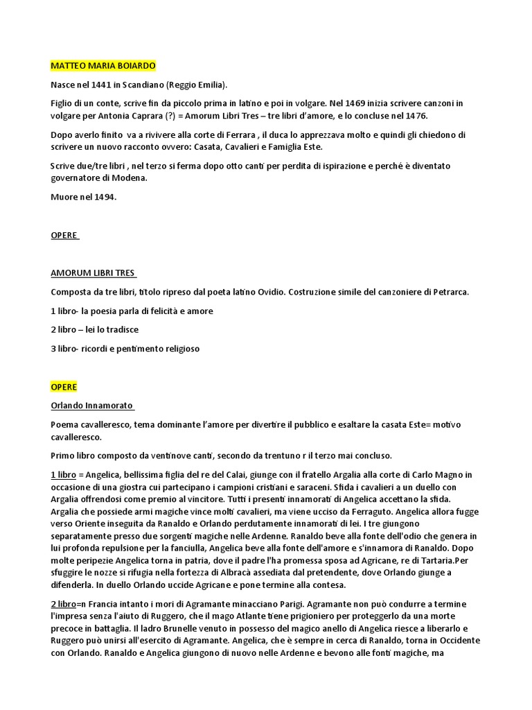 Matteo Maria Boiardo | PDF