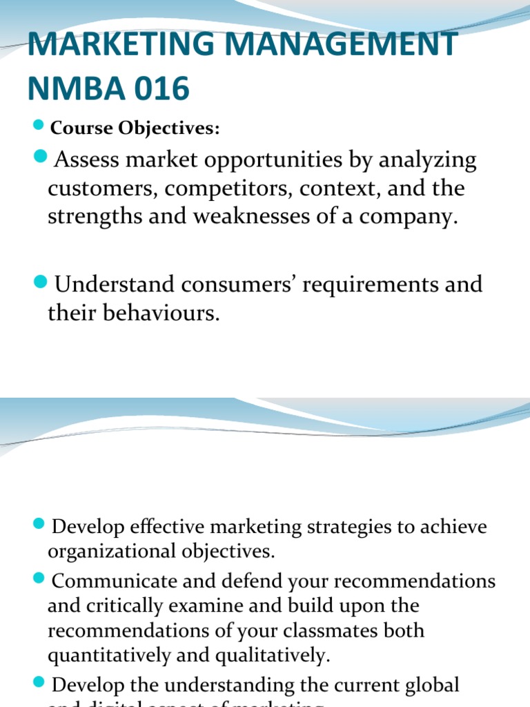 Marketing Management Course Overview | PDF | Marketing | Sales