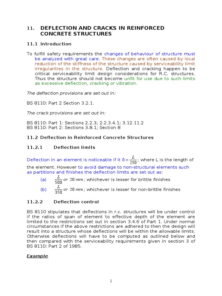 Deflection and Cracks in Reinforced Concrete Structures | PDF | Beam ...