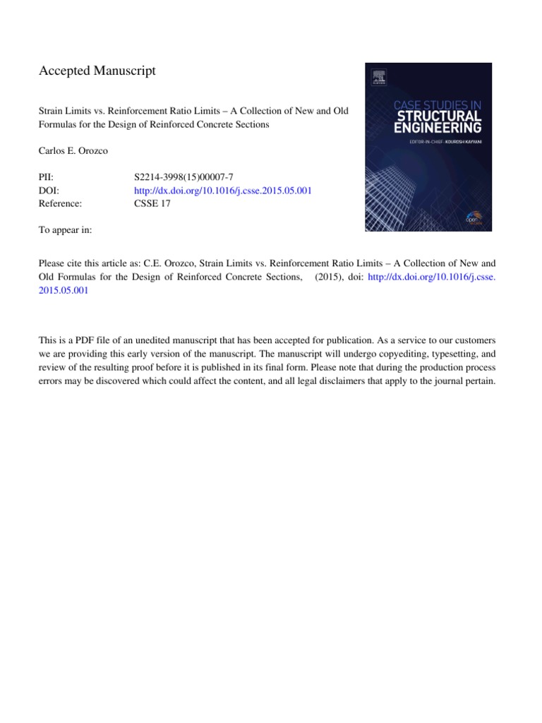 Reinforced Concrete Design Formulas Based on Reinforcement Ratios | PDF ...