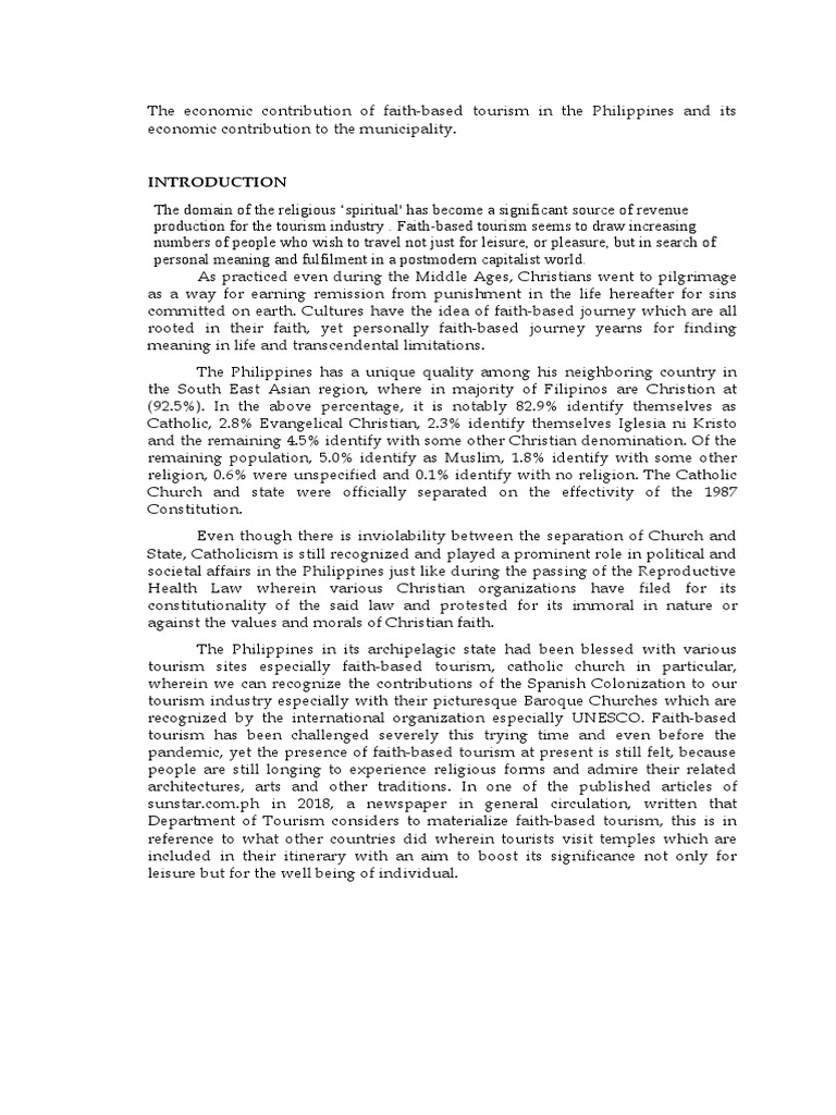 Faith-Based Tourism in the Philippines: Economic Contributions of ...