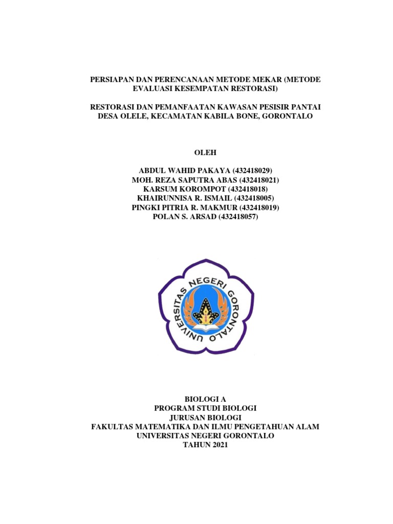 Restorasi Pesisir Olele Gorontalo | PDF | Sains & Matematika