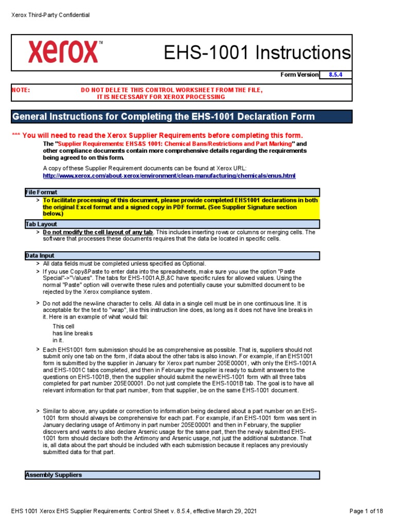 EHS-1001 Instructions: General Instructions For Completing The EHS-1001 ...