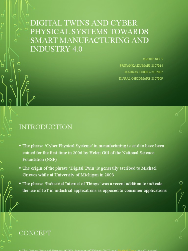 CPS and Digital Twin in Industry 4.0 - Group 5 | PDF | Internet Of Things | Systems Theory