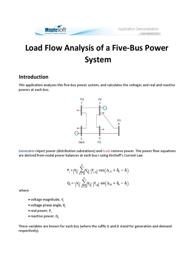 Load Flow Analysis of A Five-Bus Power System | PDF | Electrical Engineering | Electric Power