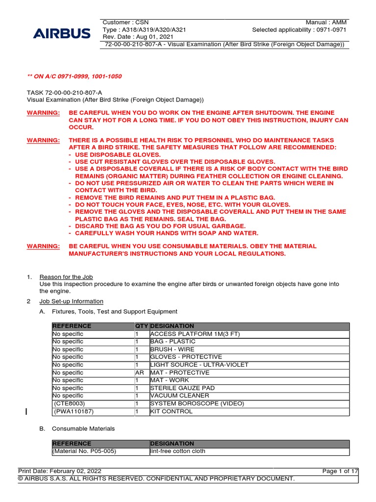 ATA 72 Eng Birdstrike Insp | PDF | Aviation