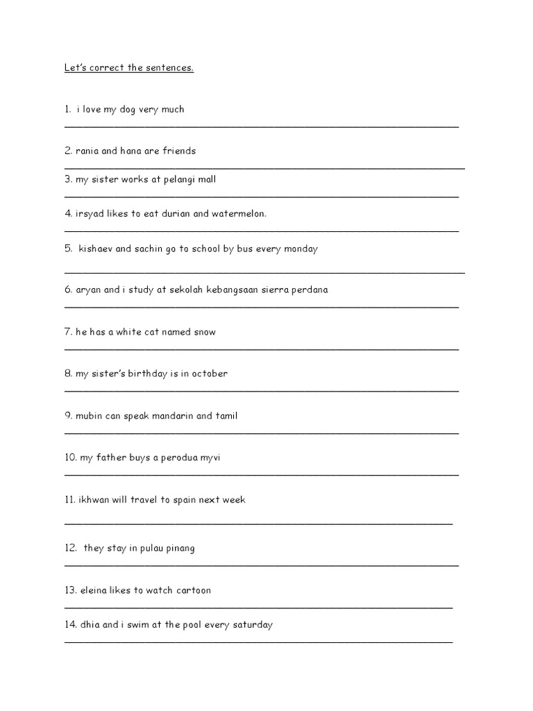 Year 2 Correct Sentence 1 | PDF