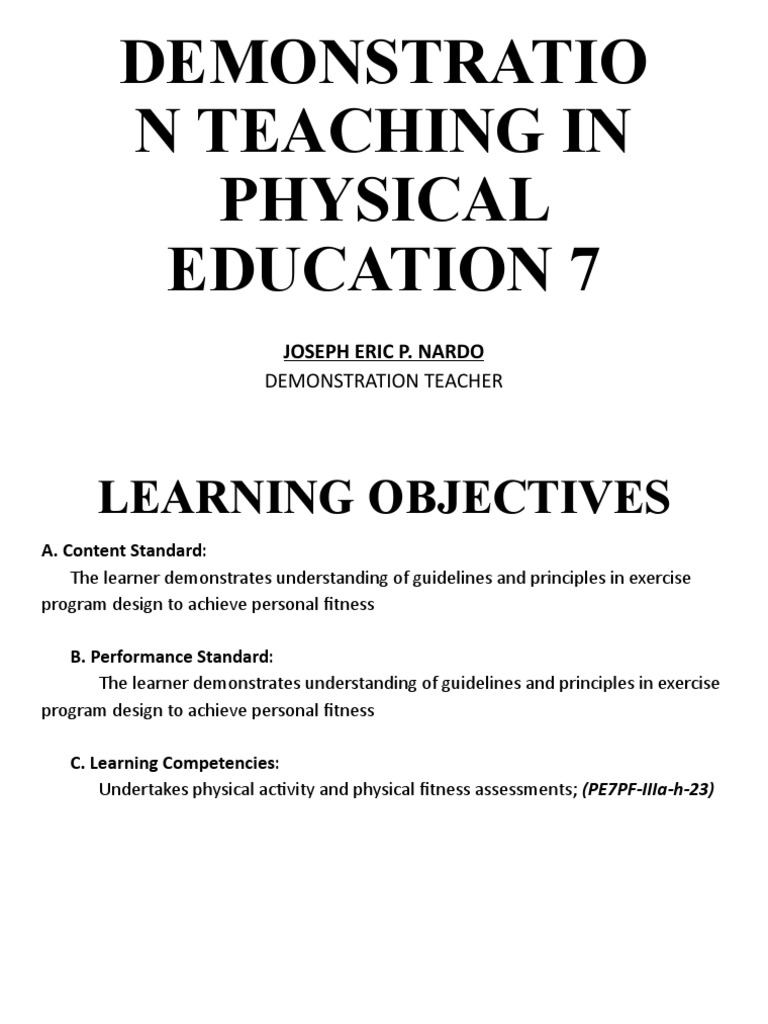 Physical Education Demonstration Guide | PDF | Physical Fitness ...