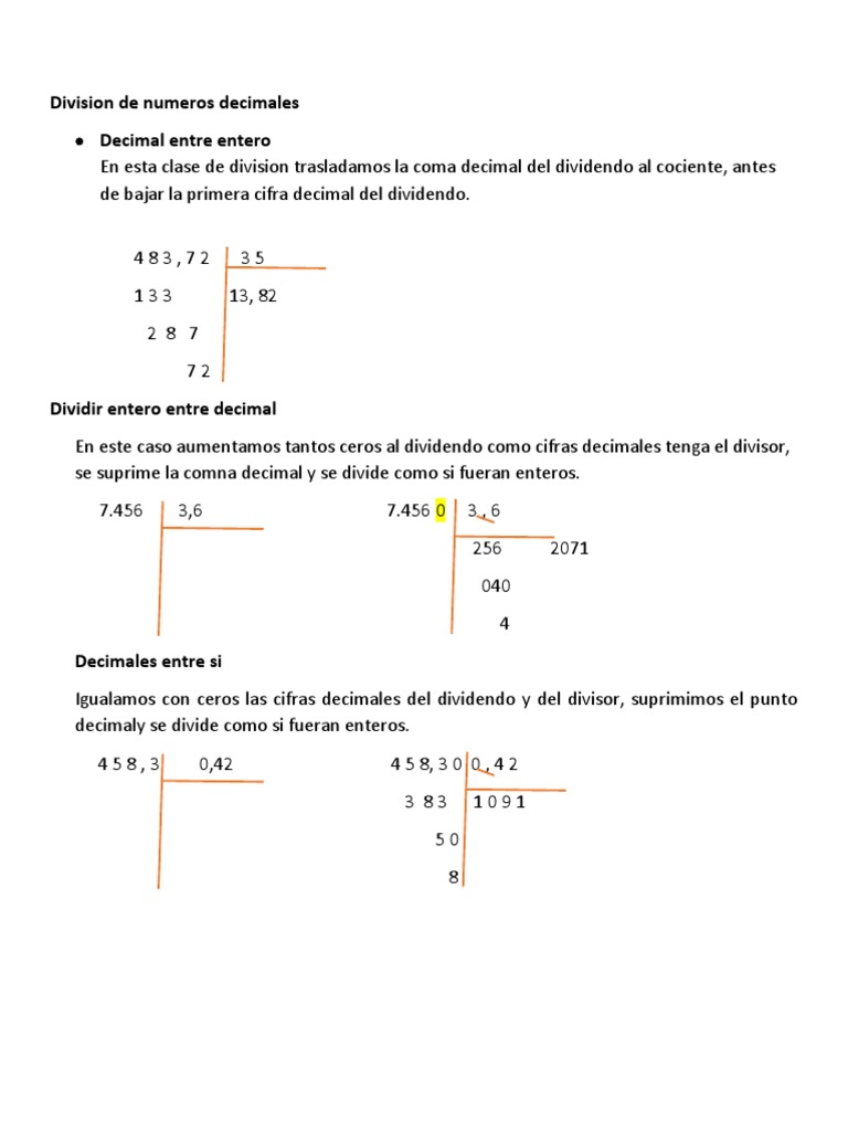 Division de Numeros Decimales | PDF