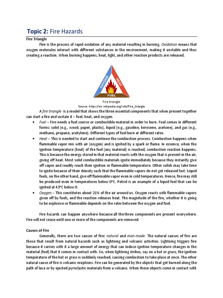 Fire Hazards - Learning Material | PDF | Combustion | Fuels