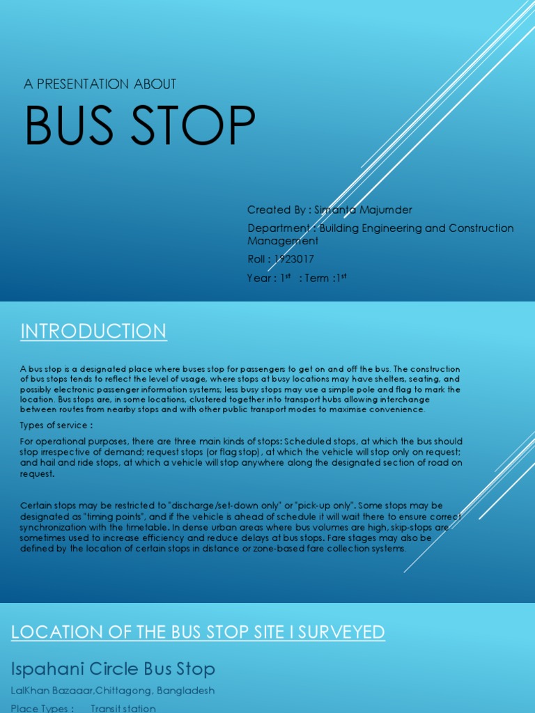 Bus Stop: A Presentation About | PDF | Road Transport | Transport