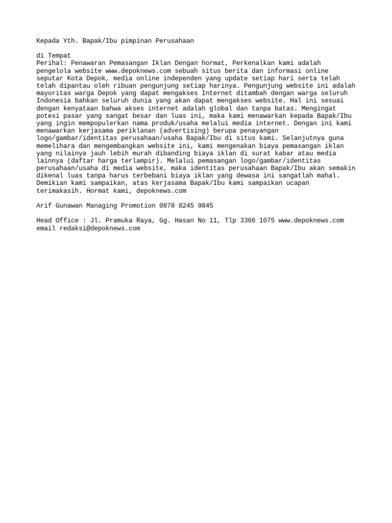 Proposal Penawaran Iklan | PDF