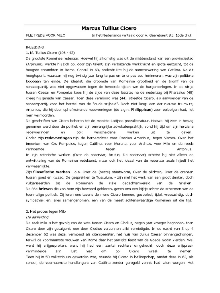 Lat 6 - Cicero - Pro Milone - Vertaling | PDF