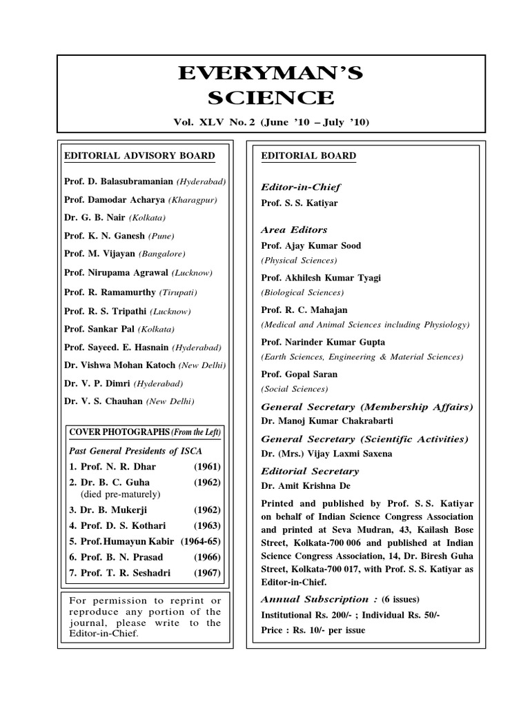 Everyman's Science VOL. XLV NO. 2, June '10 - July '10 | PDF | Cell ...