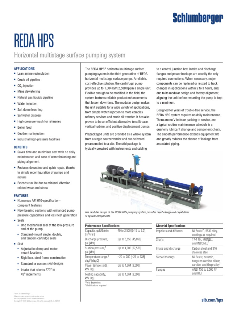 Reda Hps Ps | PDF | Pump | Chemical Engineering