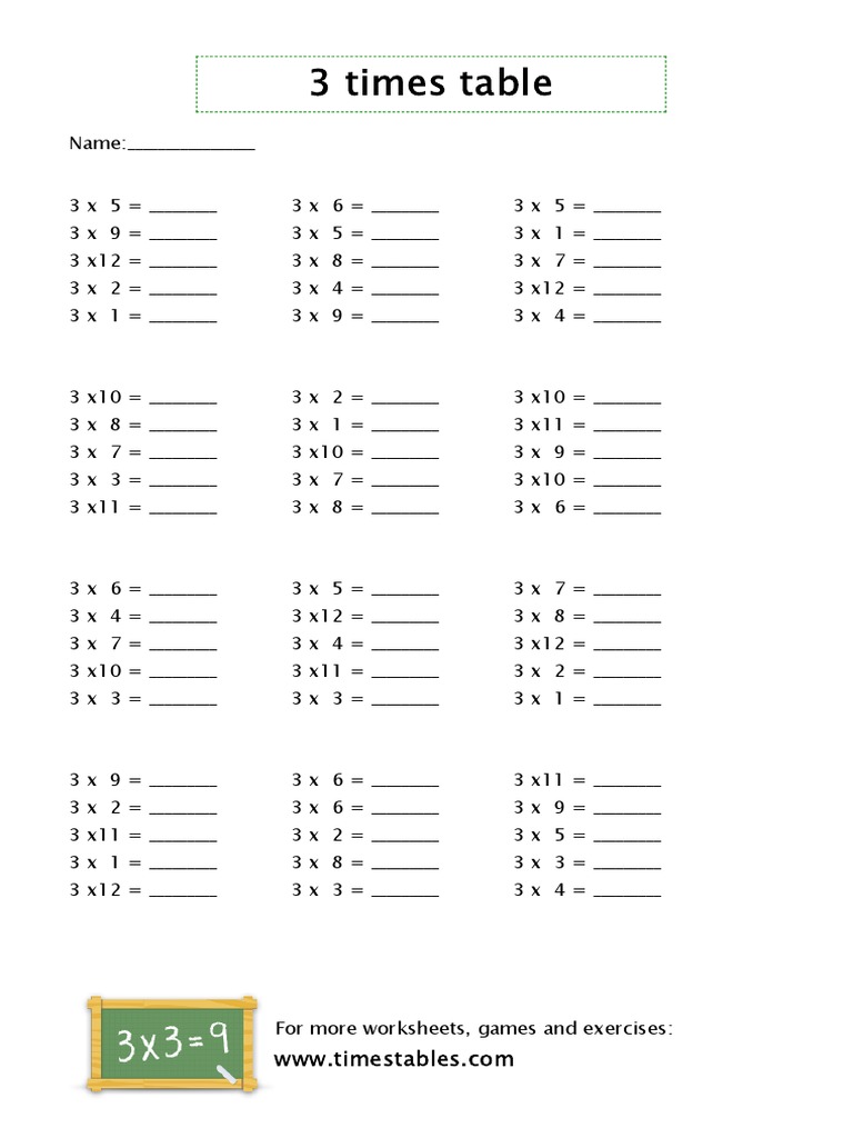 3 Times Table Worksheets Ws4 | PDF | Teaching Methods & Materials ...