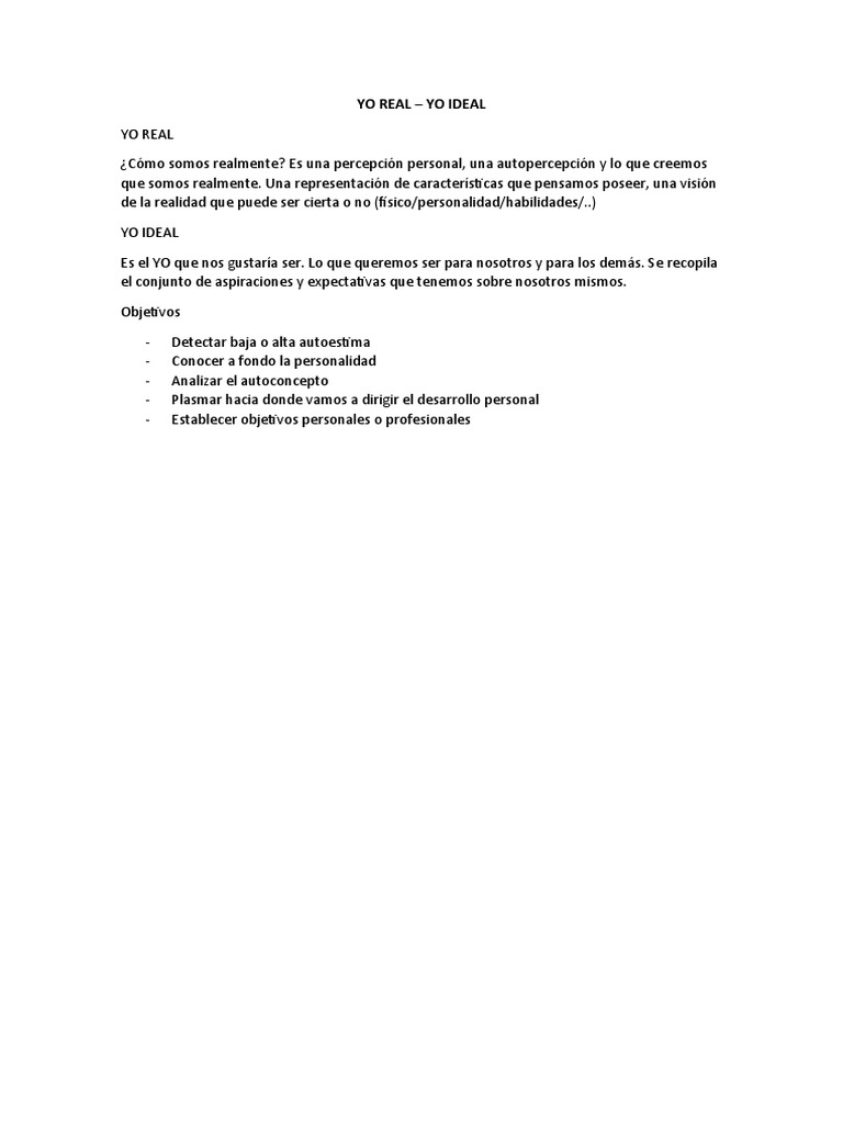 Yo Real-Yo Ideal | PDF