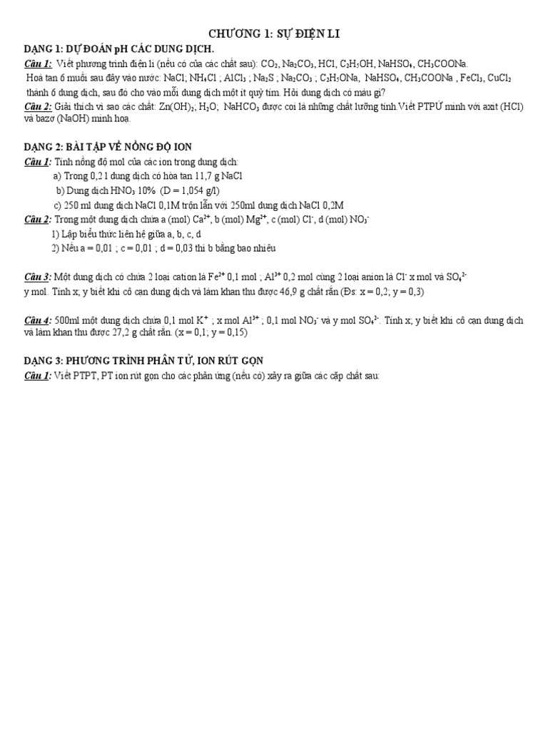 Cac Chuyen de Tu Chon - Co Ban | PDF