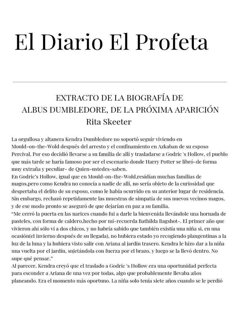 El Diario El Profeta | PDF | Harry Potter