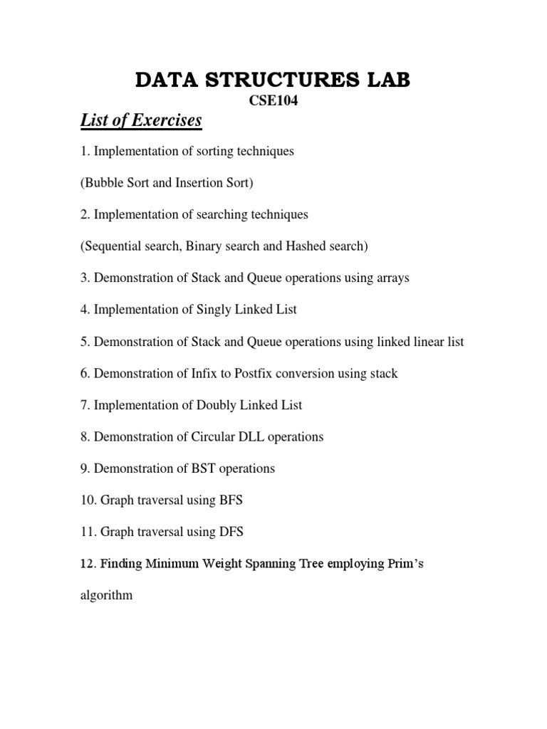 DS Lab Manual 2021-2022 | PDF | Algorithms And Data Structures | Discrete Mathematics