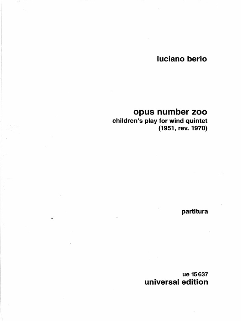 Opus Number Zoo (Partitura) | PDF
