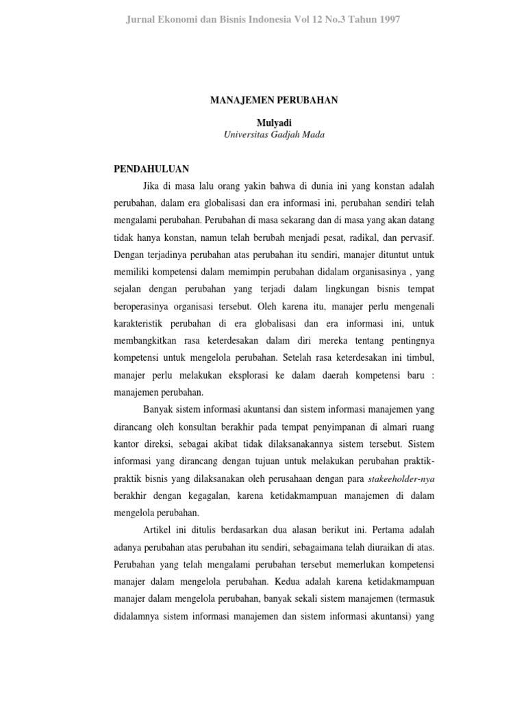 Manajemen Perubahan - Mulyadi | PDF
