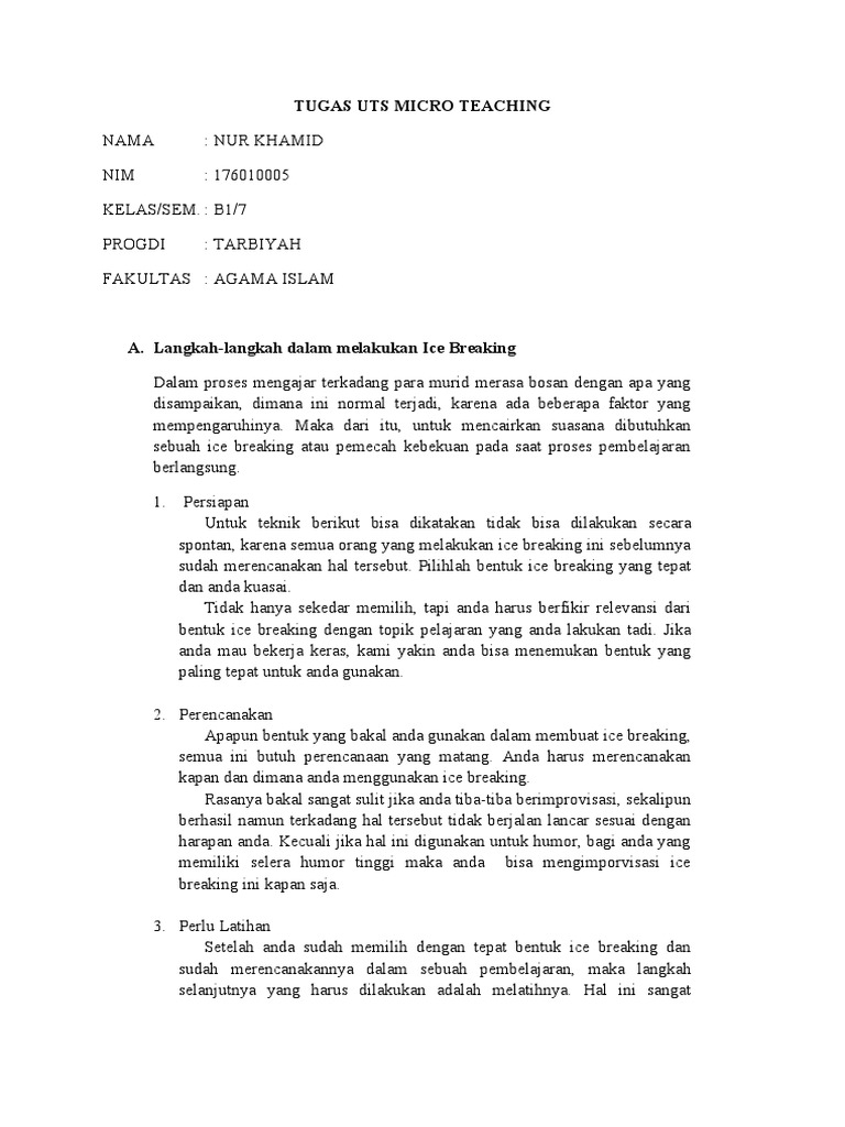 Tugas Uts Micro Teaching | PDF | Pengembangan Diri