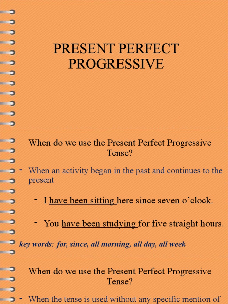 Present Perfect Progressive and Past Perfect Progressive | PDF ...