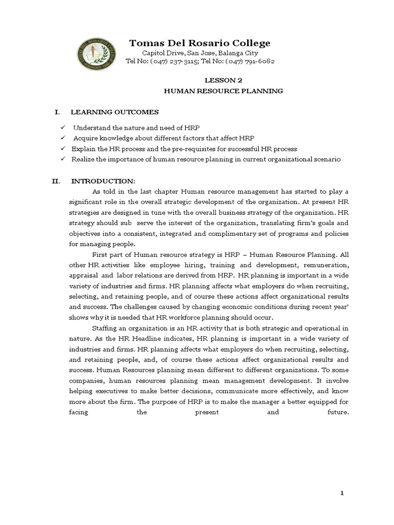 Topic 2 - Human Resource Planning | PDF | Human Resources | Human ...