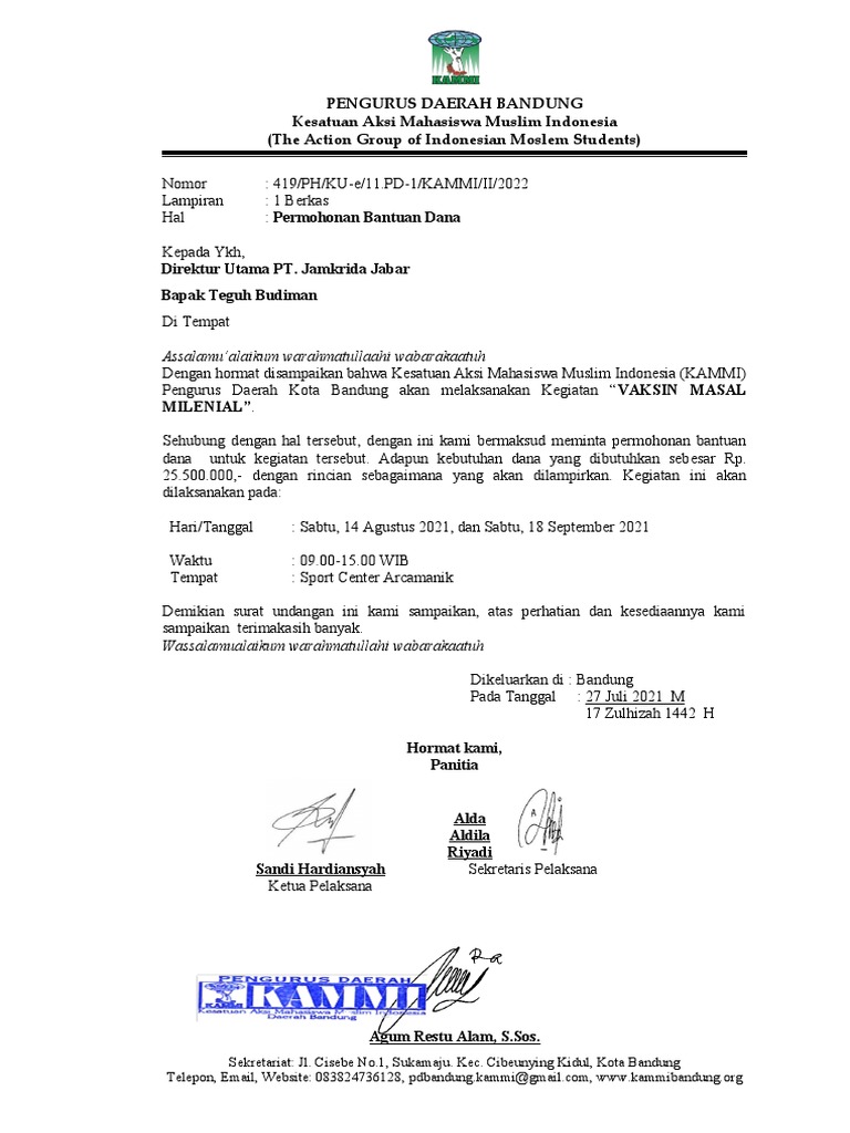 Surat Pengantar Proposal 1 | PDF
