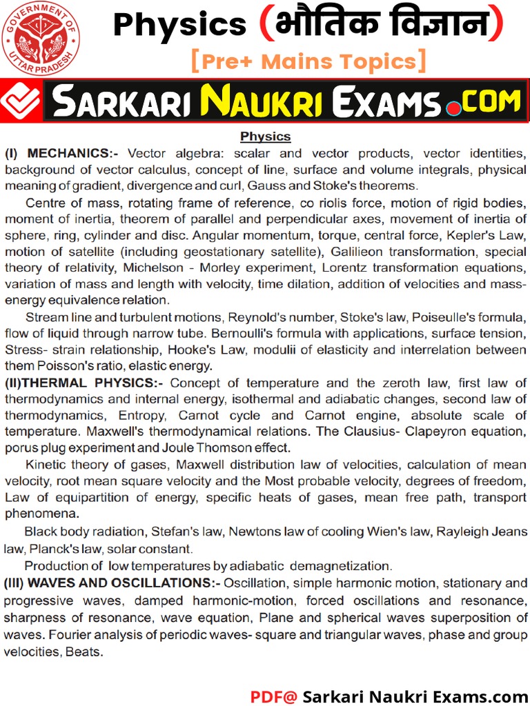 Physics Lecturer Syllabus Topics | PDF