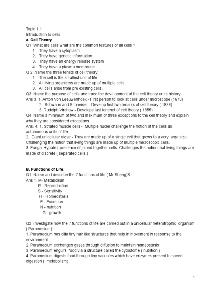 Cell Biology Notes. | PDF | Cell Membrane | Cell (Biology)