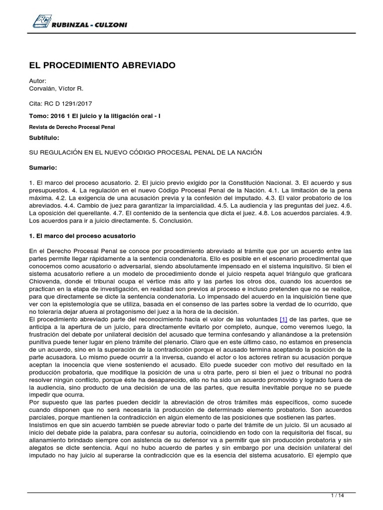 Procedimiento Abreviado | PDF | Sentencia (ley) | Derecho penal