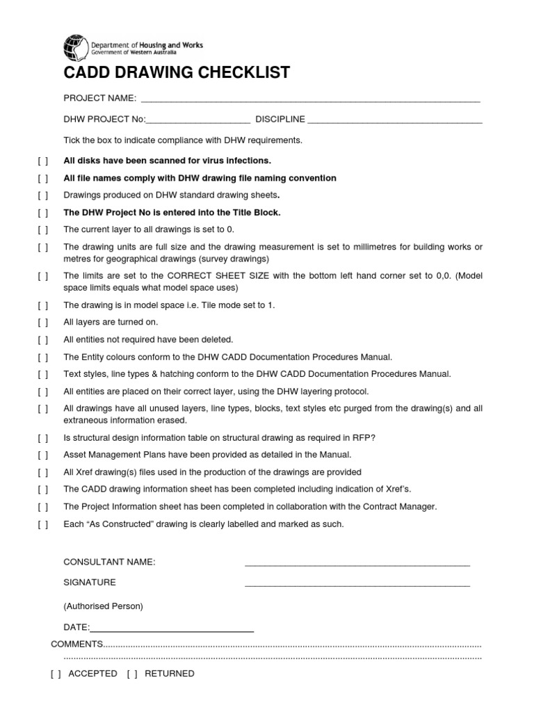 CADD Drawing Checklist | PDF | Computer Data | Computing
