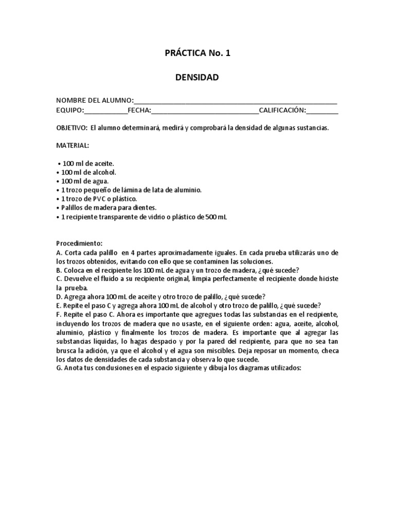 PRÁCTICA N 1 Fisica | PDF | Densidad | Volumen