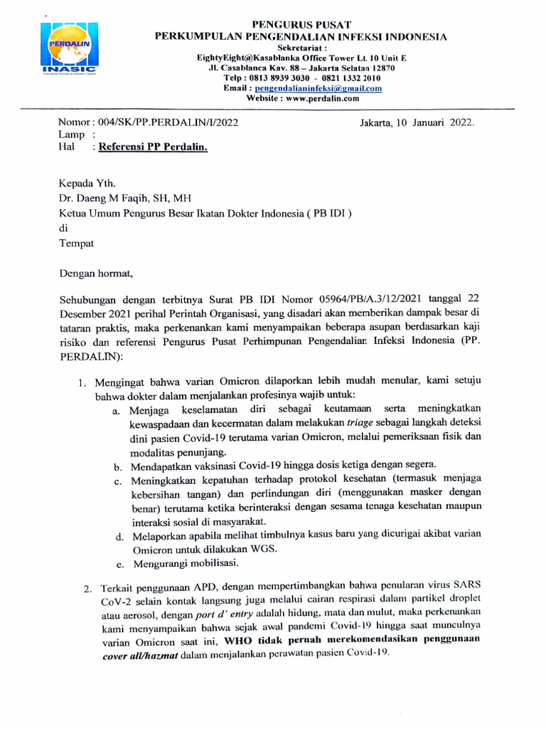 Surat PP Perdalin Bab Omicron | PDF