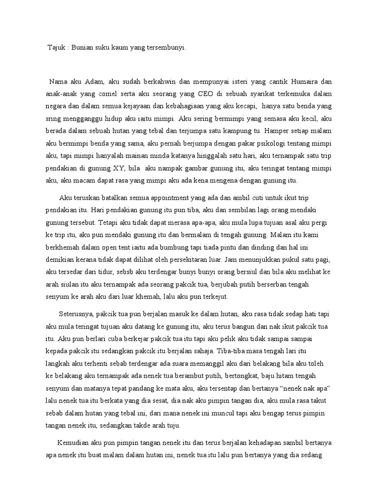 Contoh Pertandingan Esei Bercerita | PDF