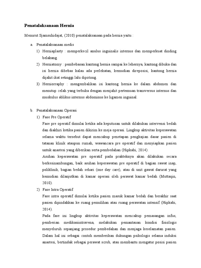 PENATALAKSANAAN HERNIA SECARA KOMPREHENSIF | PDF