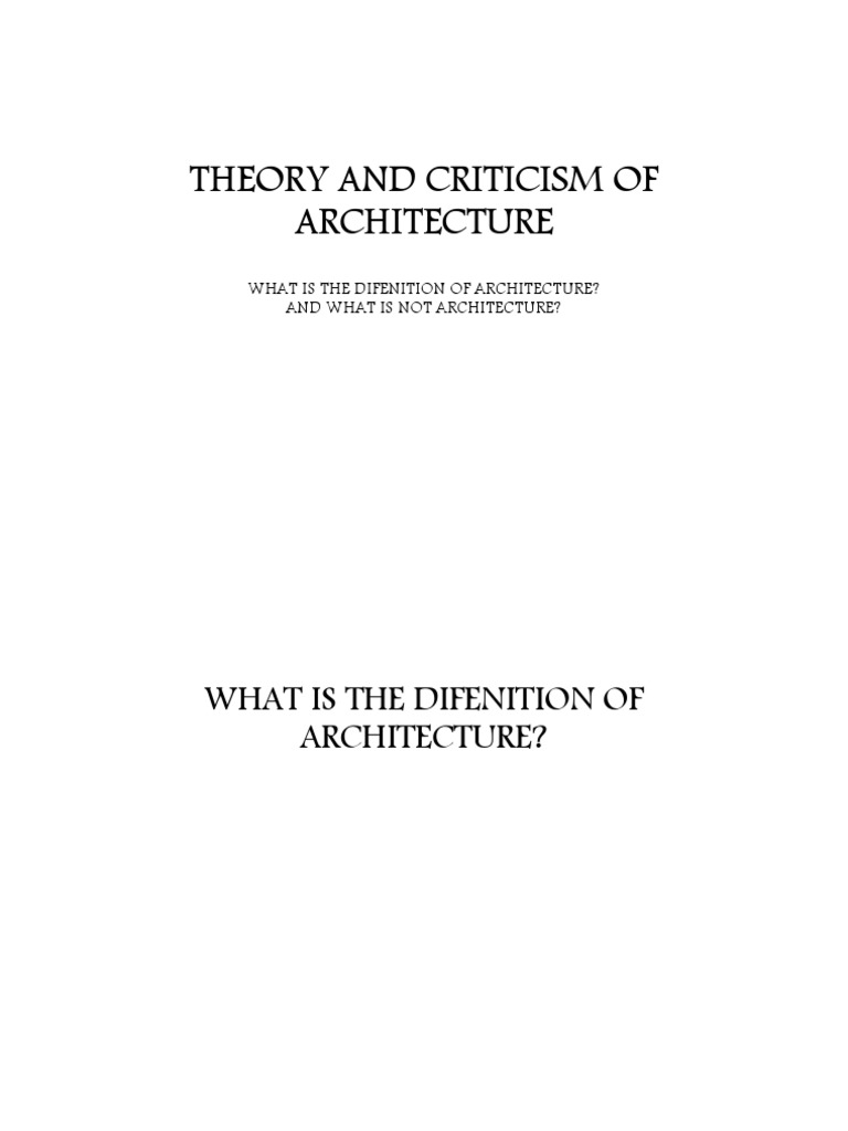 Theory of Architecture Introduction | PDF