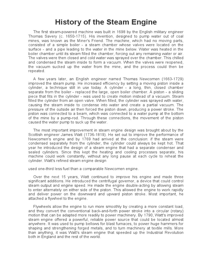 History of The Steam Engine | PDF | Steam Engine | Engines